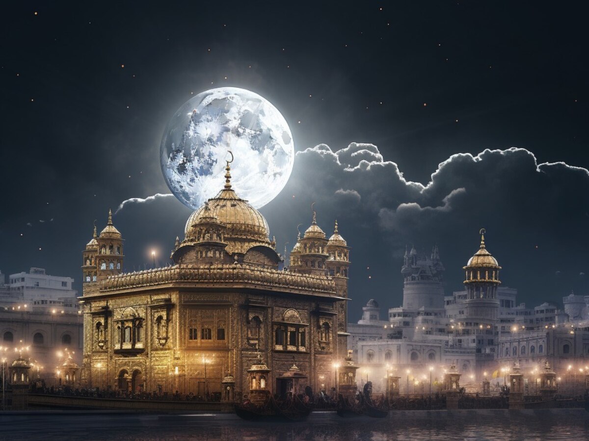 AI Generated Sri Harmandir Sahib photo connect with Chandrayaan