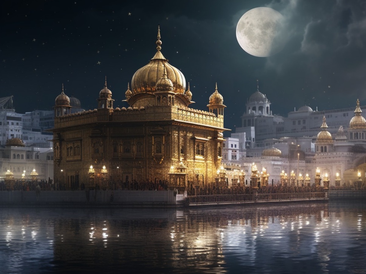 AI Generated Sri Harmandir Sahib photo connect with Chandrayaan