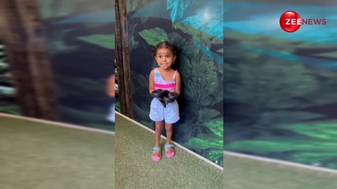 father put black cobra on daughter hand to take photo you will be ...