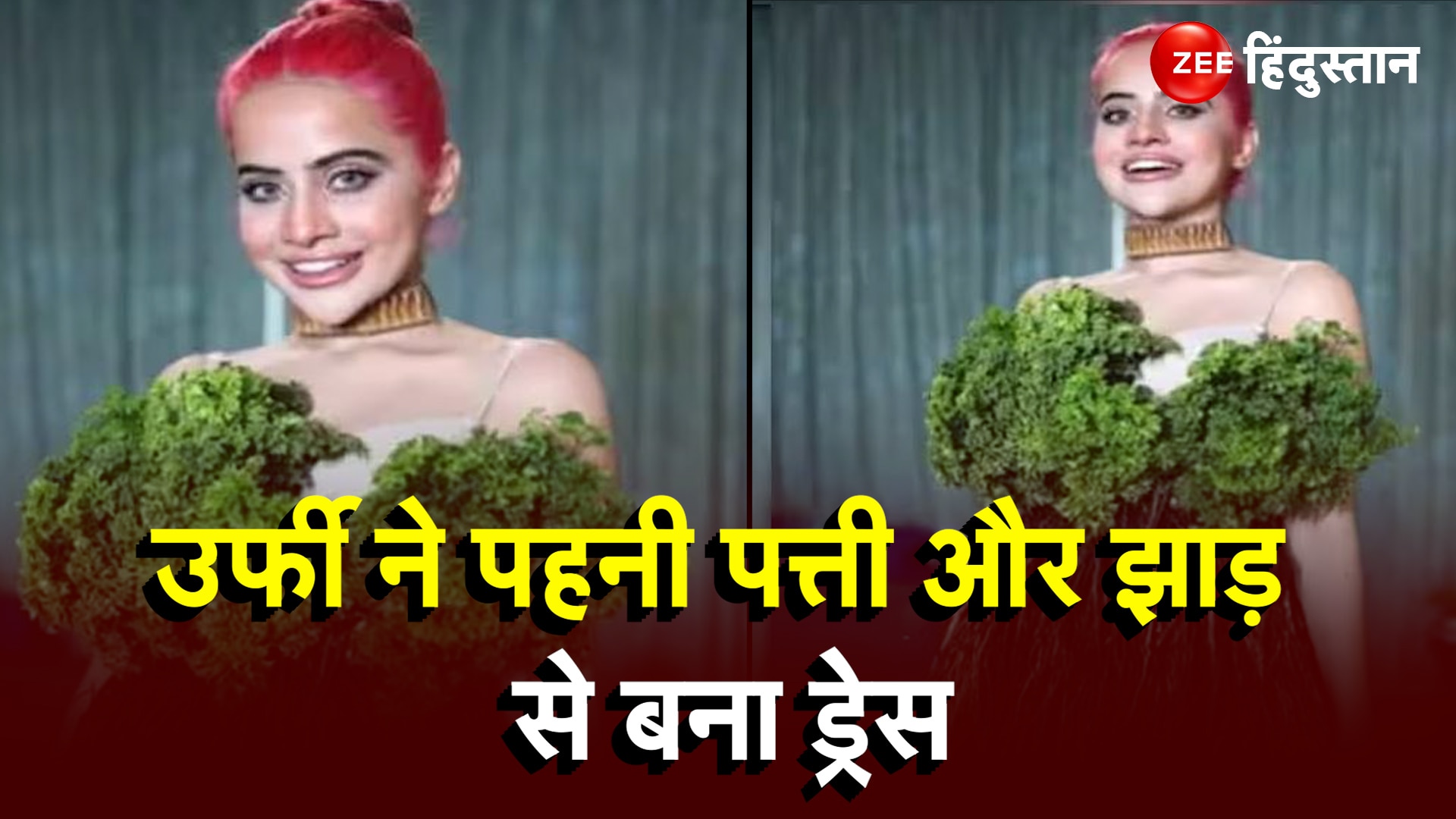 Urfi made a dress made from tree trunk | Urfi ने पेड़ की झाड़ से बना ...
