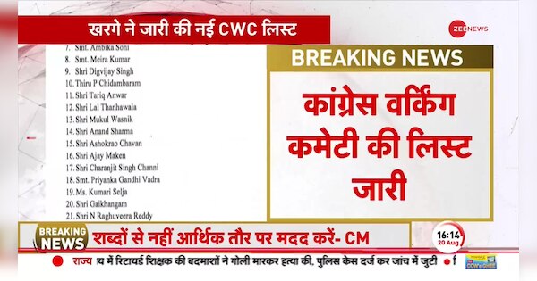 Congress Breaking: CWC list released, names of Pilot and Priyanka ...