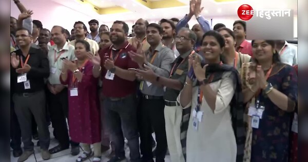 celebration at isro control room after chandrayaan 3 lander module ...