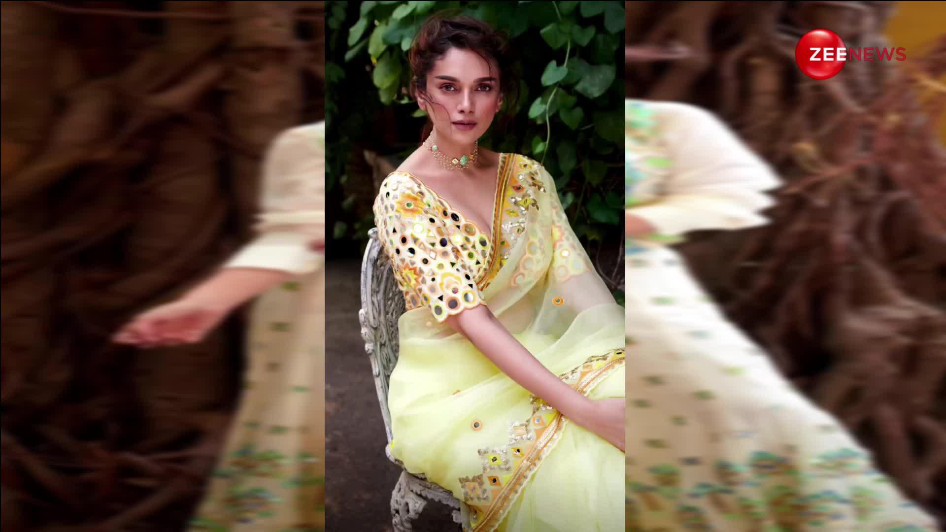 deepneck aditi rao hydari flaunts her beauty in white saree cleavage ...