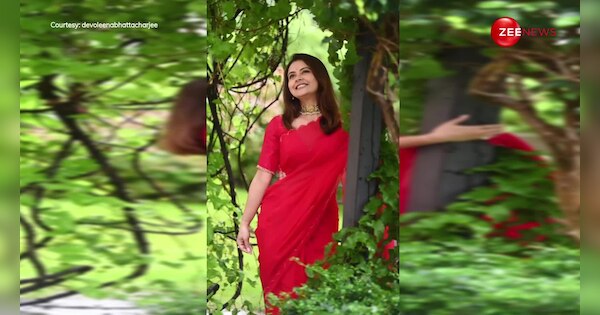sensual devoleena bhattacharjee explosive look in hot red saree in stunning | रेड साड़ी पहन टीवी ...