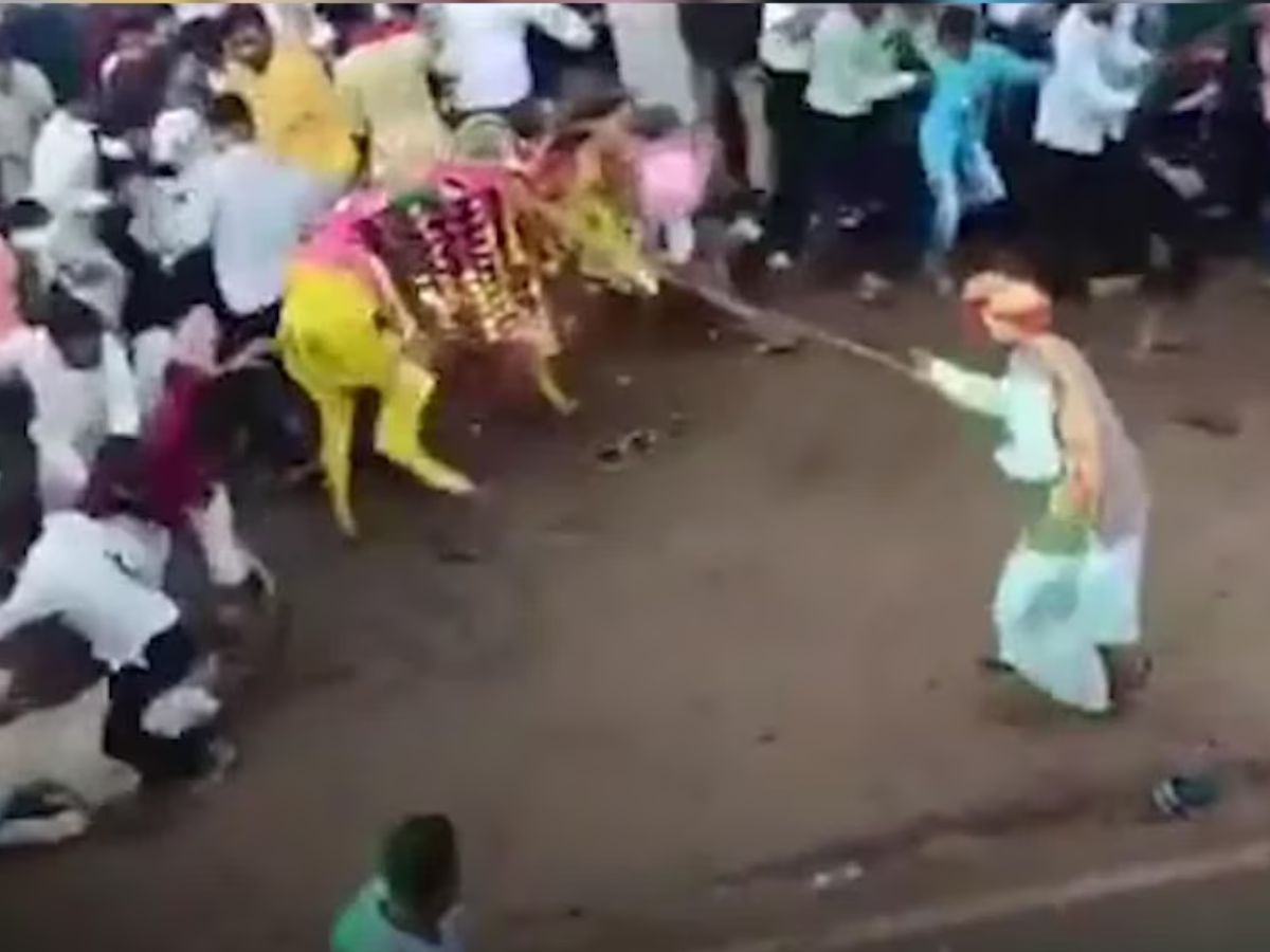 Viral Video bull that came for puja suddenly went out of control watch ...