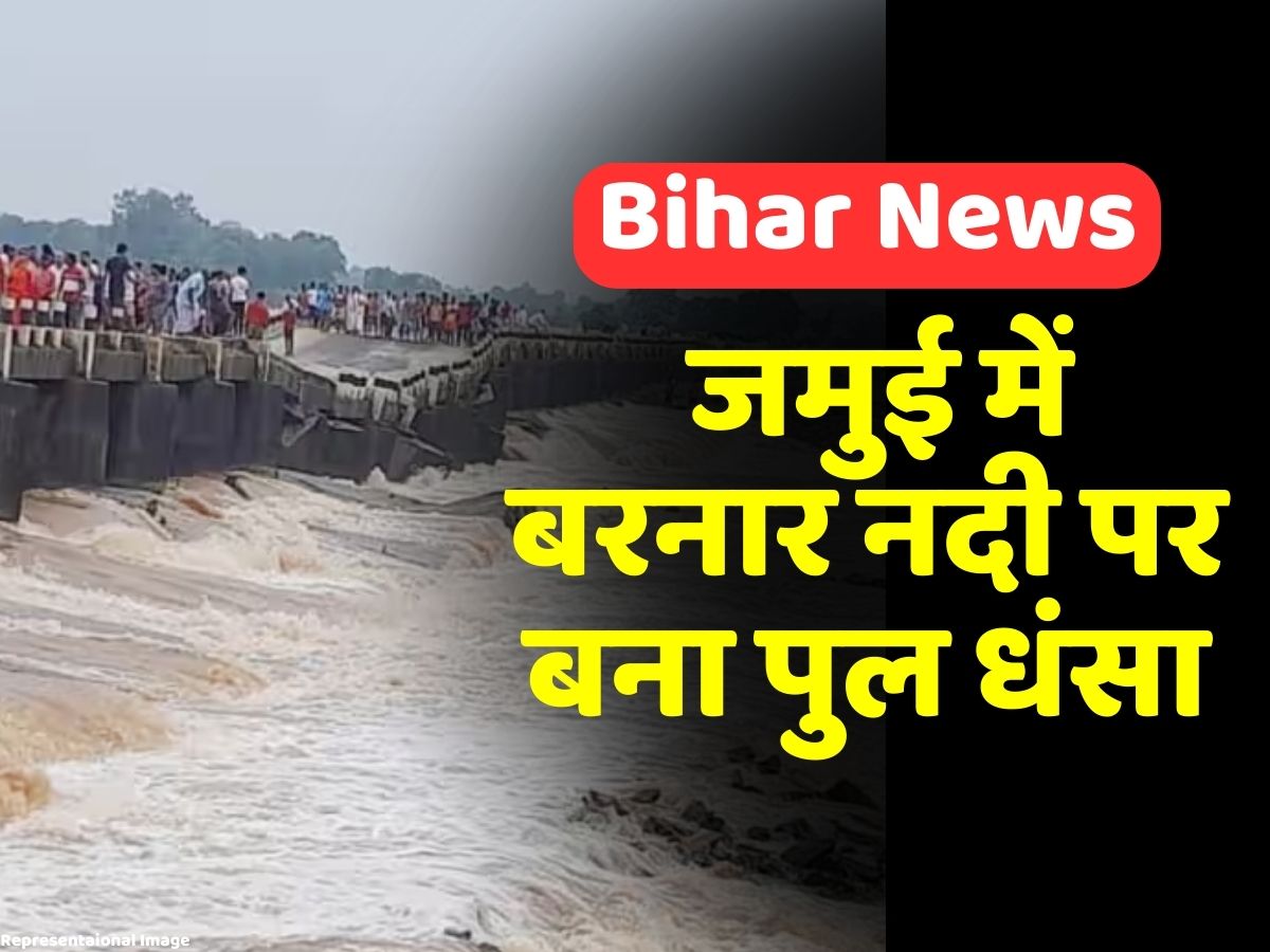 Bridge built on Barnar river in Jamui Bihar collapsed due to torrential rains eight pillars ...