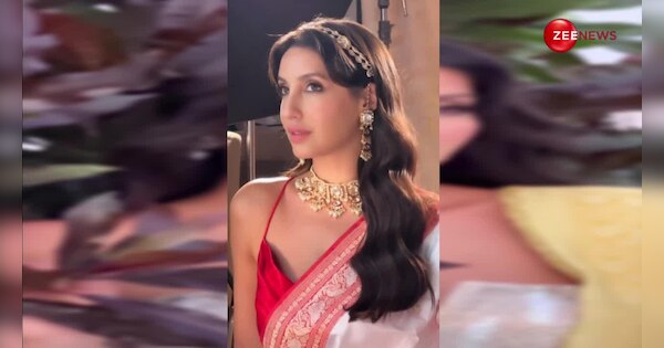 appealing nora fatehi fascinating traditional saree look her attractive ...