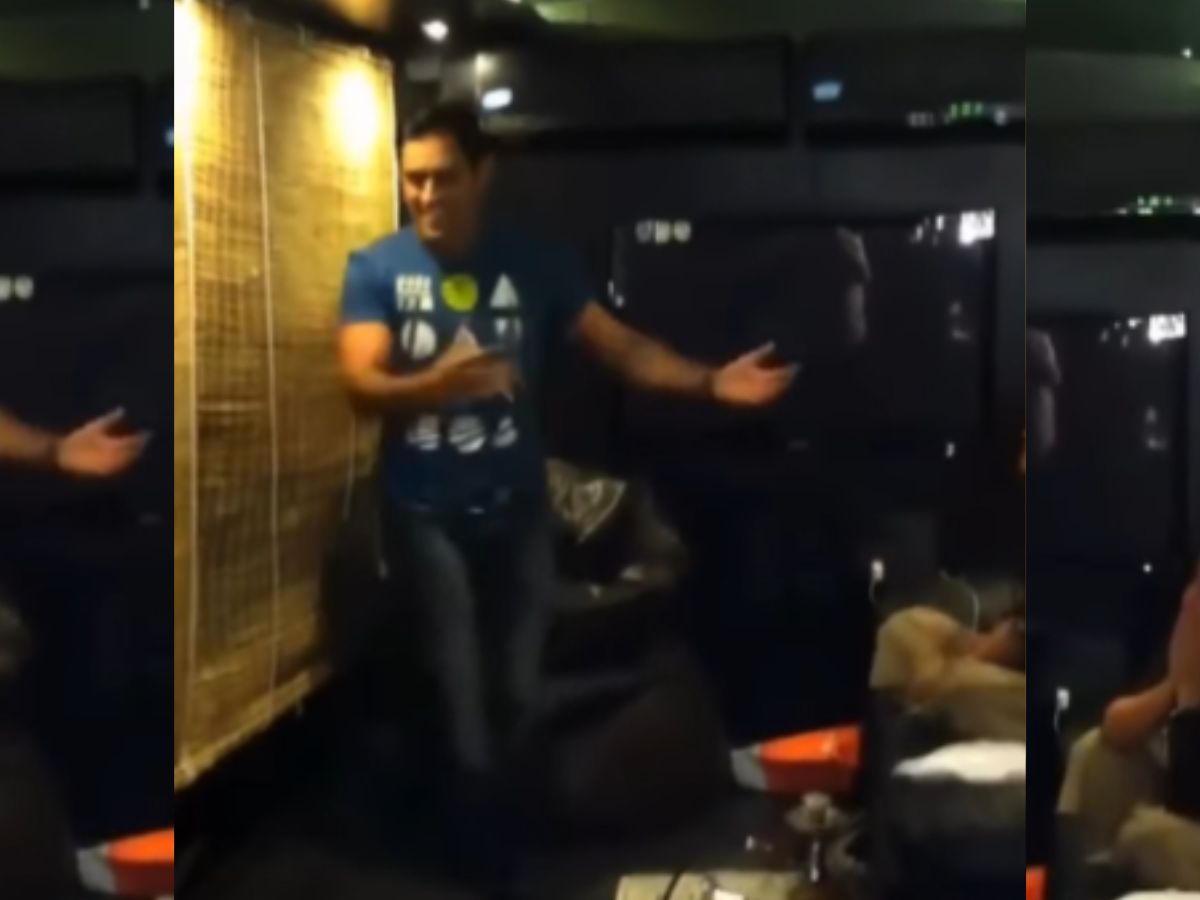 MS Dhoni dance on song Desi Boyz jhak marke front of wife sakshi ...