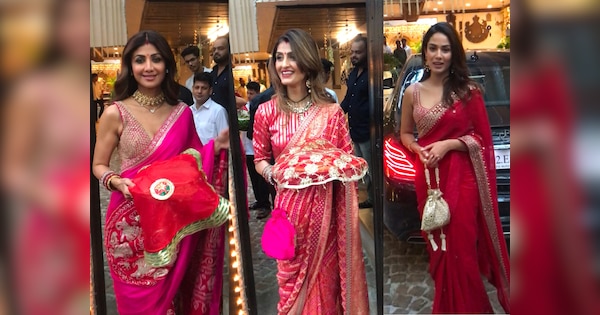 karwa chauth pooja at anil kapoor house shilpa shetty mira rajput geeta ...