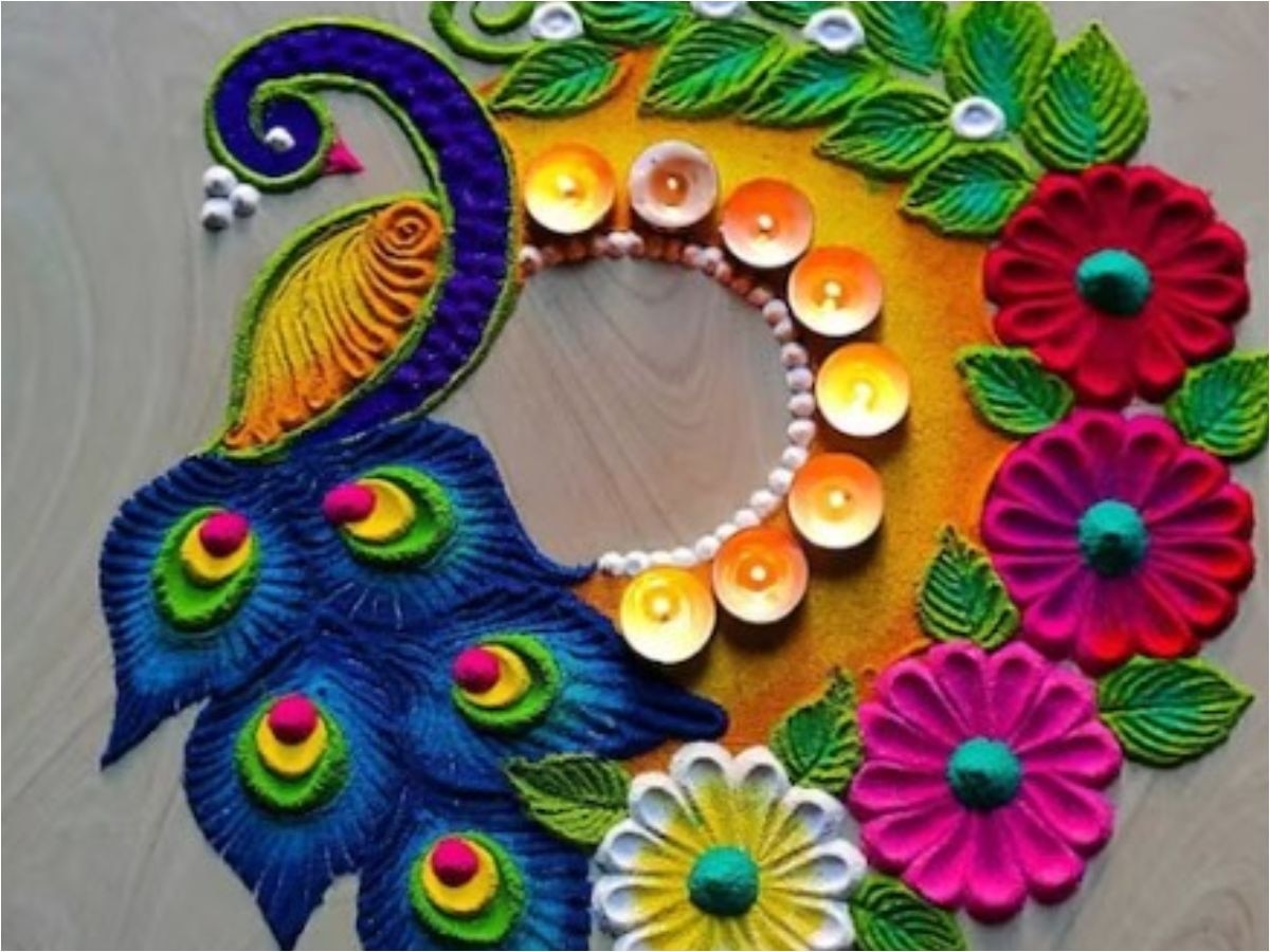 best and Simple Rangoli Designs mor wali rangoli diwali 2023-Diwali ...