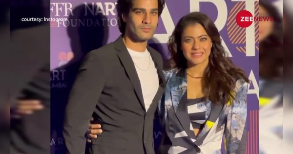 Kajol arrives in and event glamorous look with Aaman Devgan and Karan Johar | Aman Devgan और ...