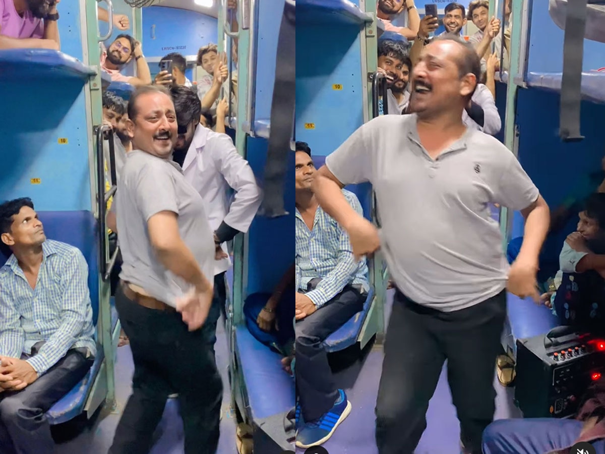 trending today Desi uncle dances on Haryanvi song in moving train video ...