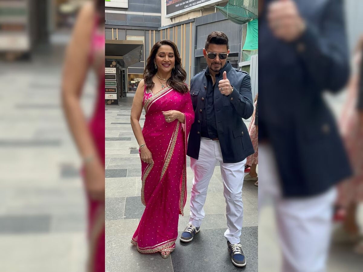 Madhuri Dixit Light Work Pink Saree Look You Can Follow Panchak Marathi ...