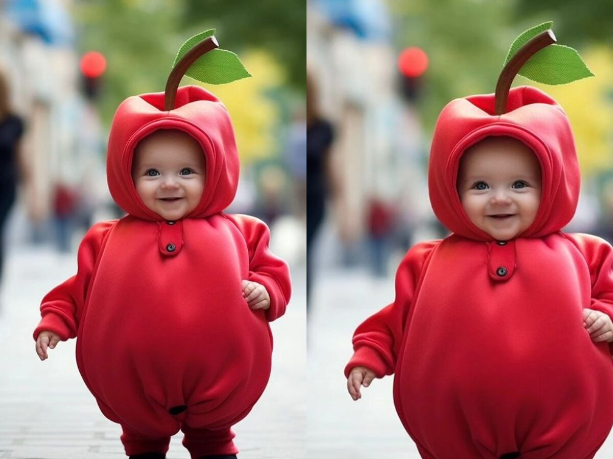 ai captured photo of cute baby looking like fruits ai photo of baby ...