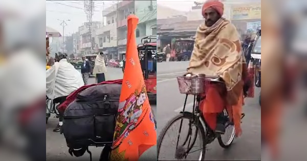 Sadhu reached Shamli after traveling 1250 km on cycle in cold to visit ...