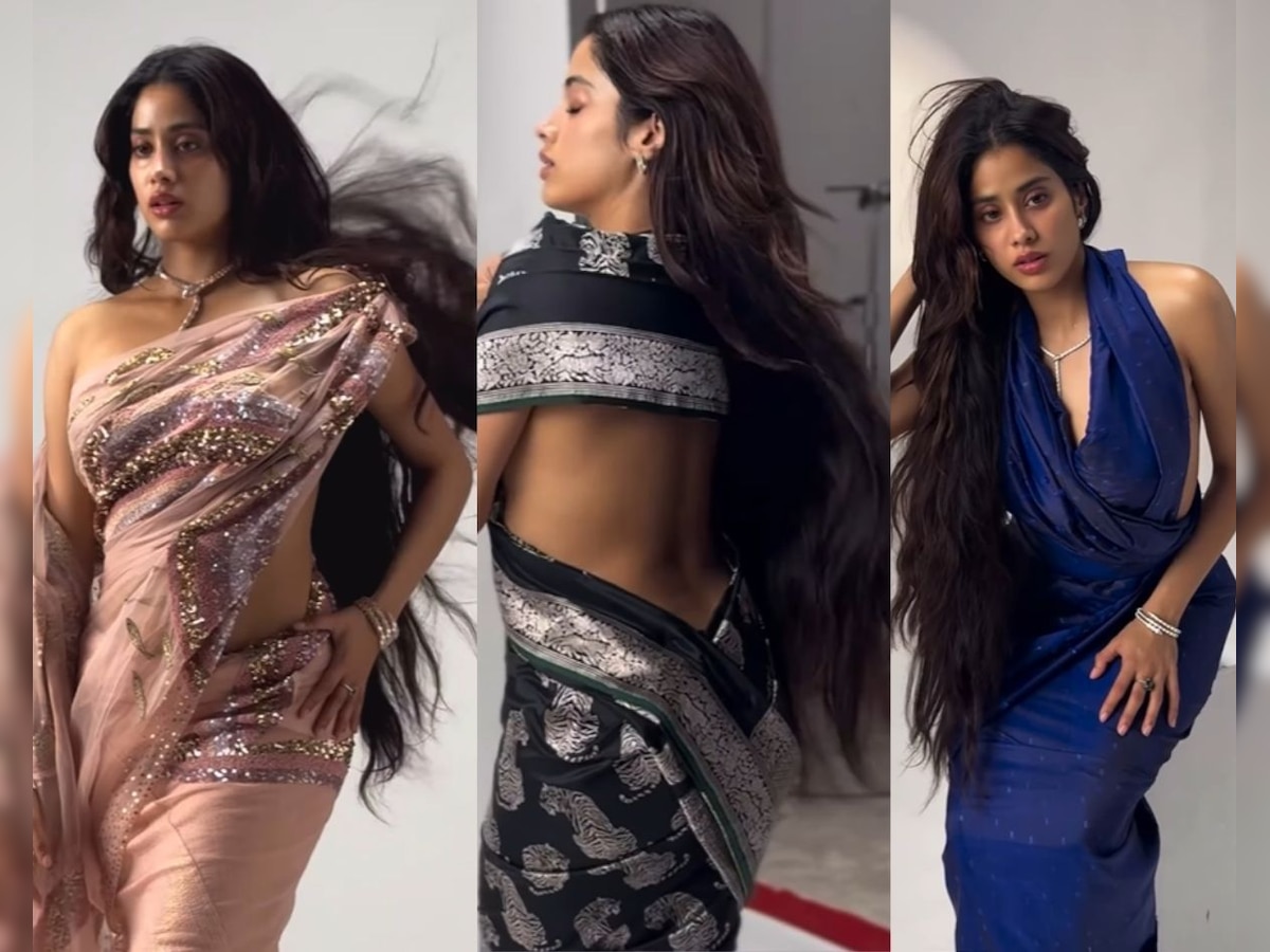 Jhanvi Kapoor Flaunts Curves In Saree video goes viral watch | साड़ी में कहर ढाती नजर आईं ...
