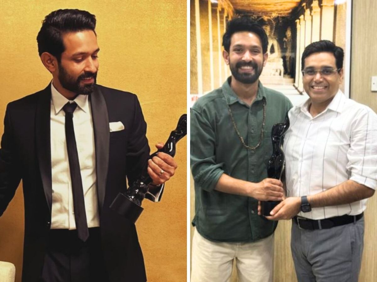 Vikrant Massey meets IPS Manoj Kumar Sharma after winning Filmfare for ...