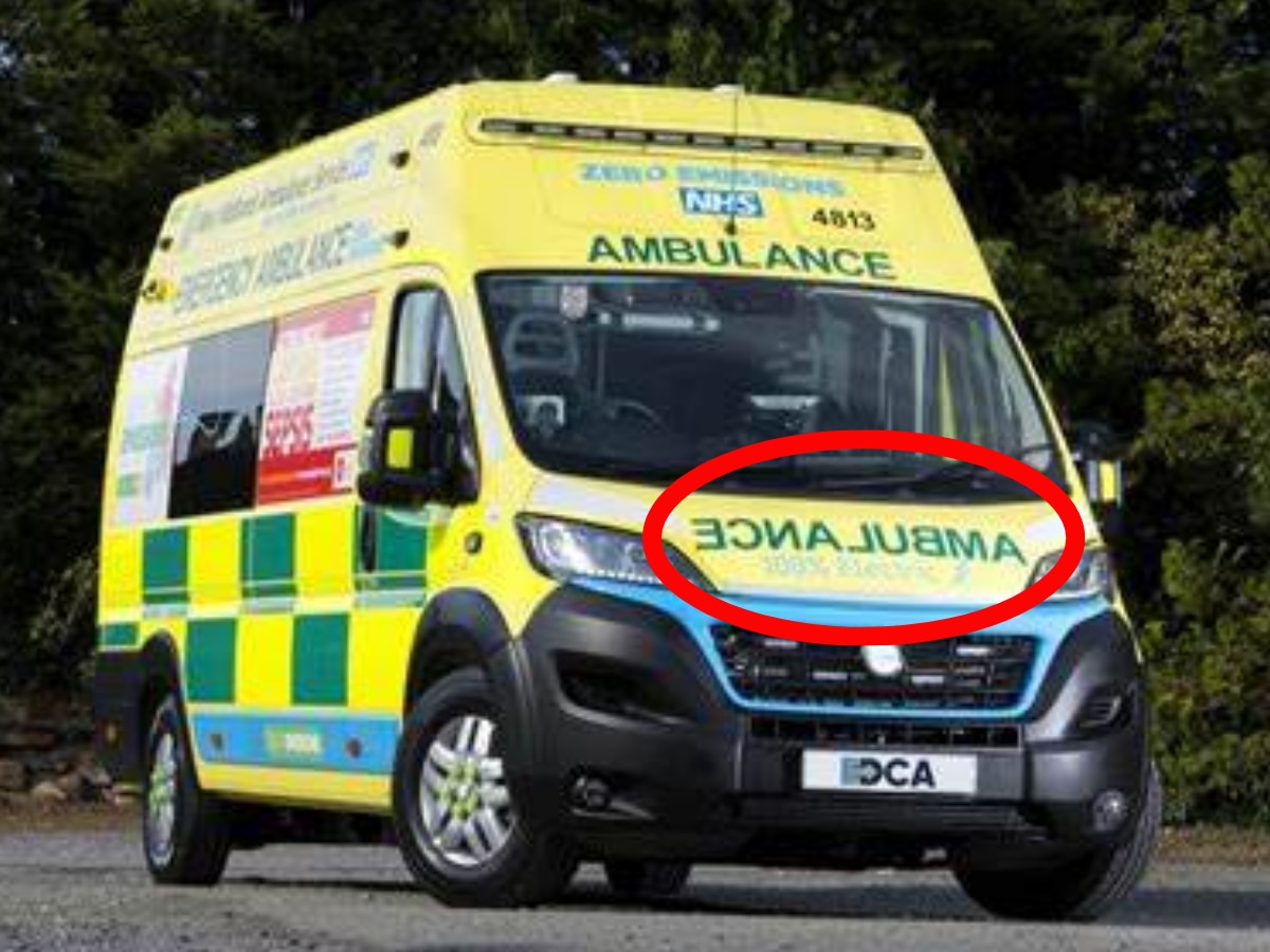 know why spelling of ambulance written in reverse on it | AMBULANCE पर ...