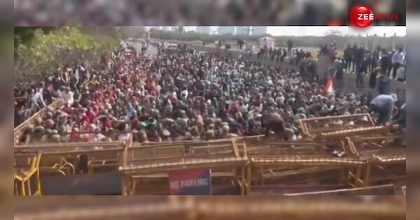 farmers create ruckus in delhi ncr break barricades and clash with police noida Expressway ...