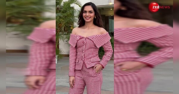 manushi chillar was seen in a red check outfit fans showered love | रेड ...