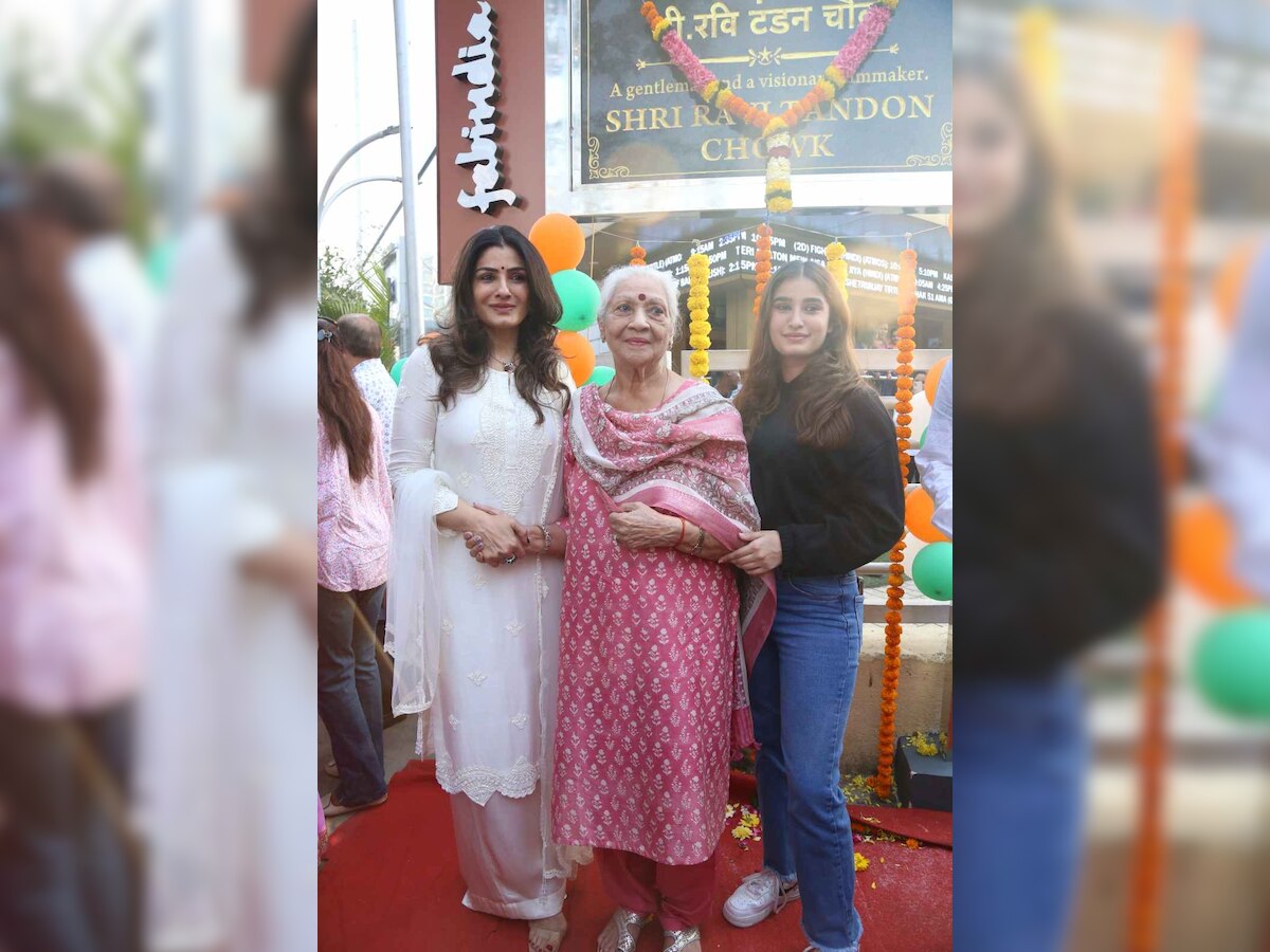Raveena Tandon unveils Ravi Tandon chowk in mumbai on her father name ...
