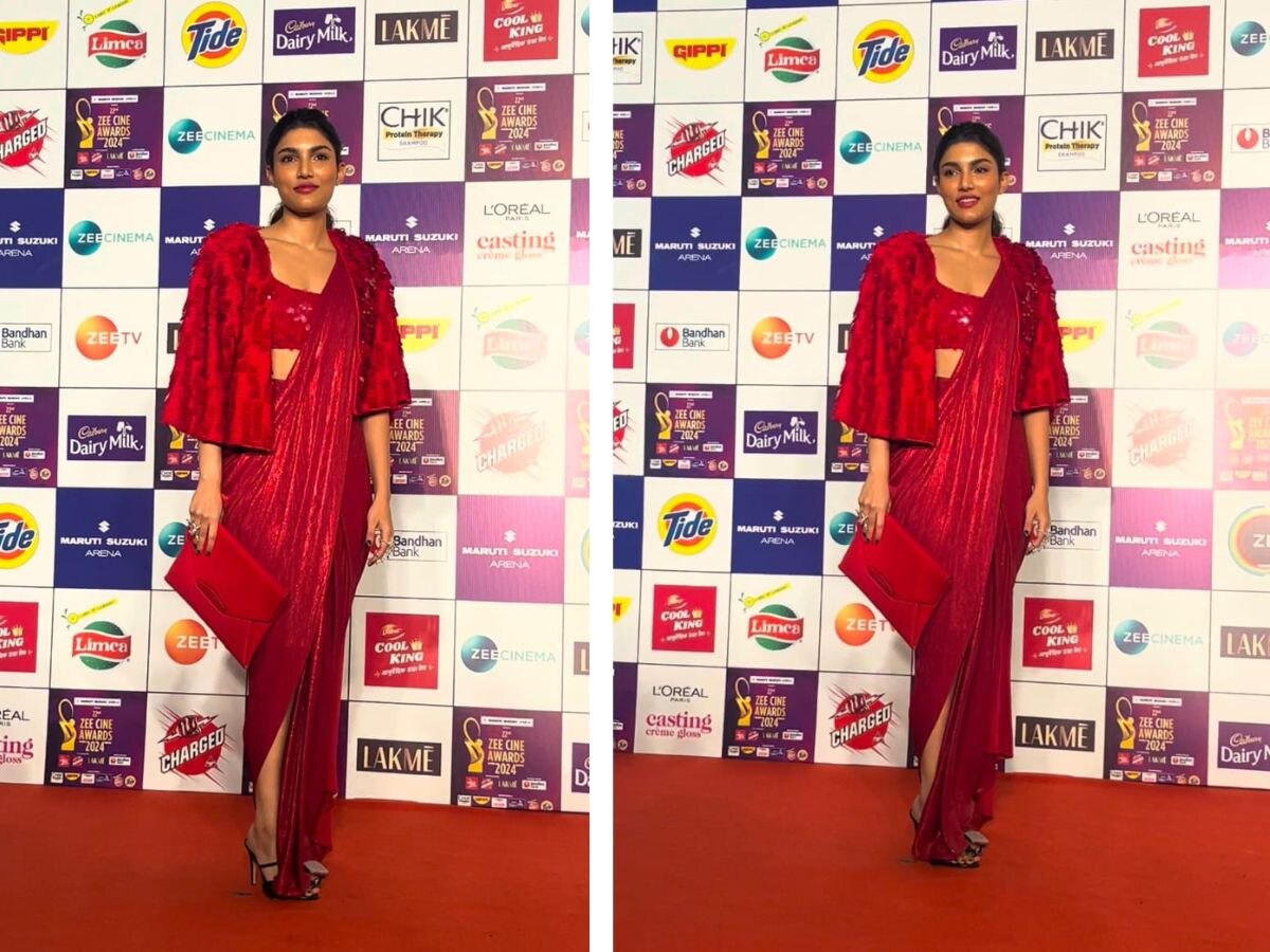 Alizeh Agnihotri Stealing hearts in Red saree at Zee Cine Award with ...