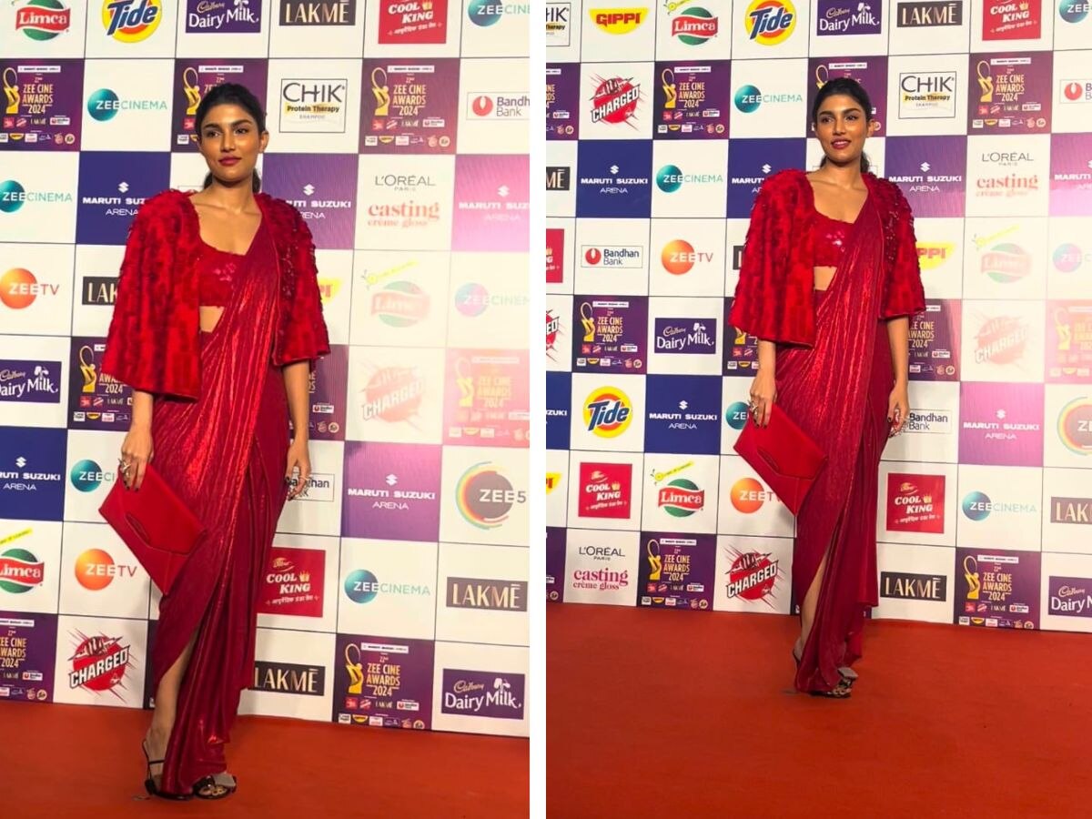 Alizeh Agnihotri Stealing hearts in Red saree at Zee Cine Award with ...