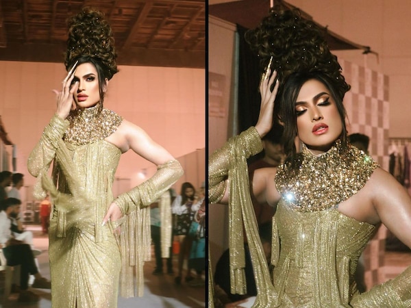 Lakme Fashion Week singer Sushant Divgikar slays in golden gown take a ...