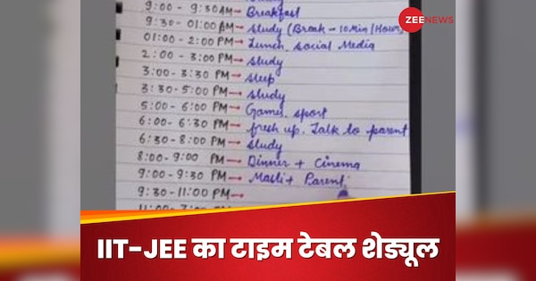 Student preparing for IIT JEE shares time table of daily schedule | IIT ...