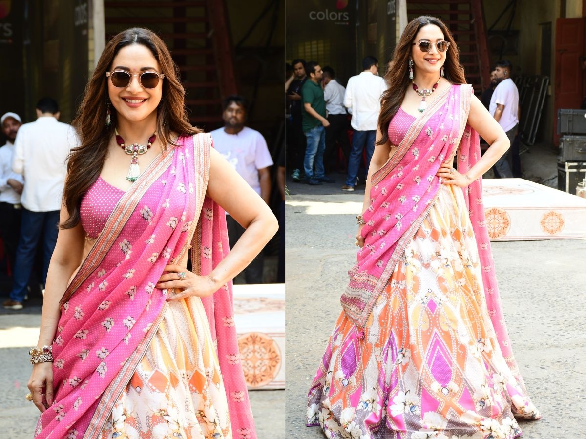 Madhuri Dixit wear pink lehenga choli black chashma beats Urmila ...