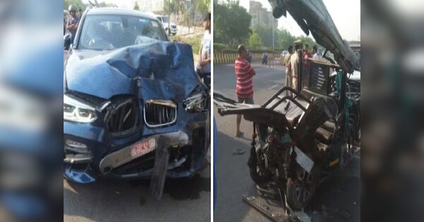 noida accident in a collation between BMW and E Rikshaw 2 Died | नोएडा में रफ्तार का कहर, BMW ने ...