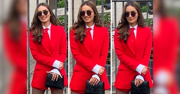 Manushi Chillar Some Beautiful Stunning Photos In Red Short Dress Goes ...