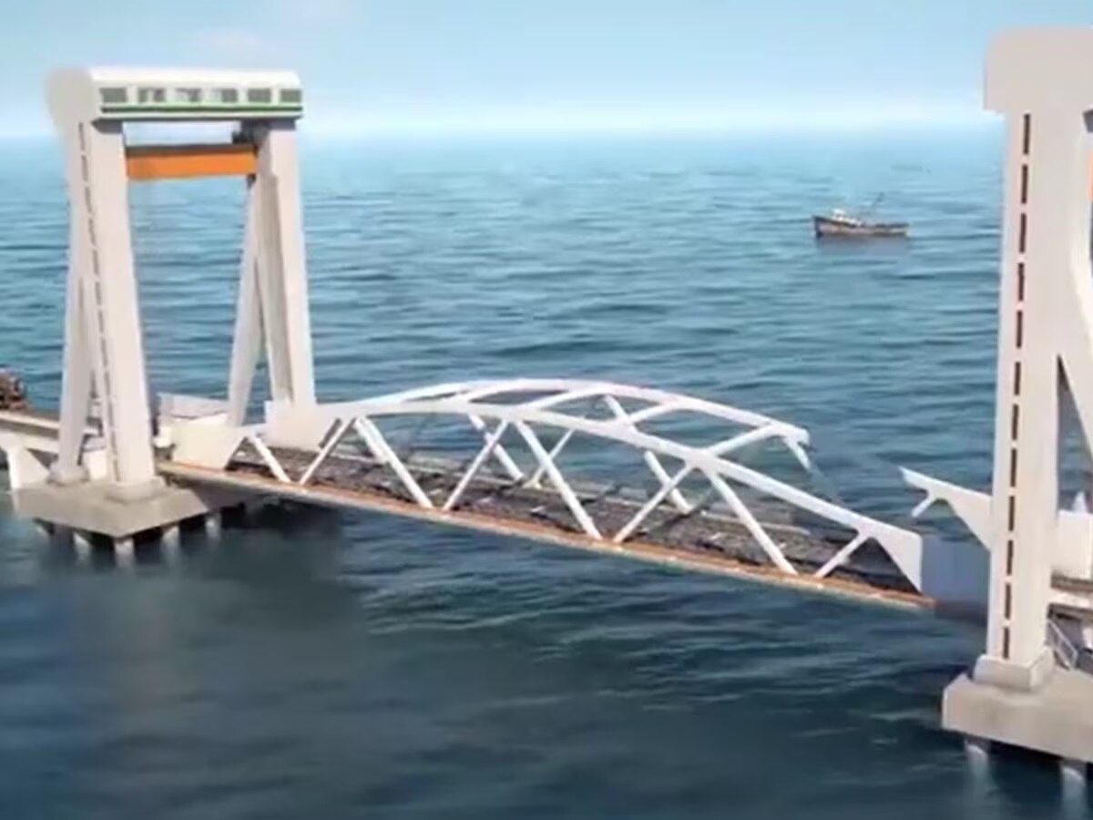 indian railway charismatic pamban bridge from rameshwaram to island ...
