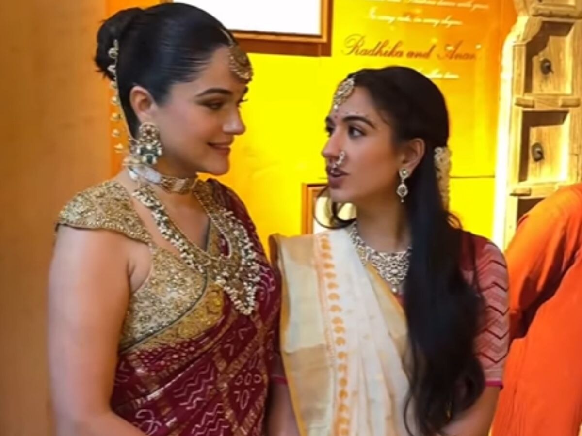 Anjali Merchant Gujarati look patola saree anant radhika Graha Shanti ...