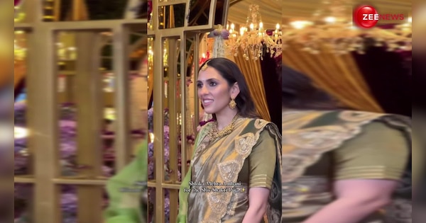 Shloka Mehta wear tissue saree in Shiv Shakti puja with old gold family ...