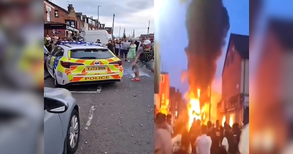 UK Violence in leads people set blaze bus and attack on police car | UK ...