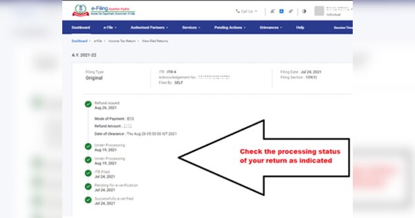 How to check ITR refund status online using your PAN card on e filing ...