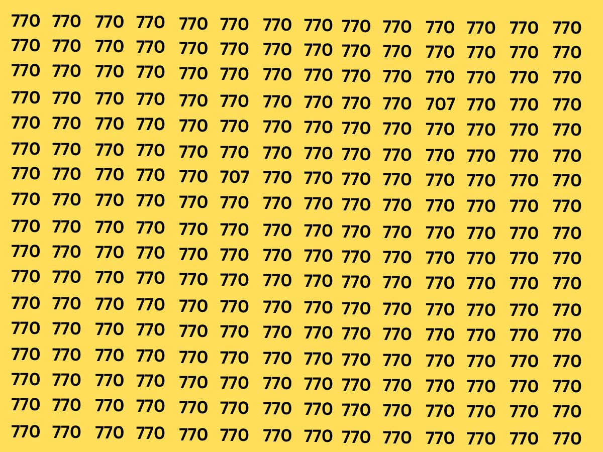 Optical Illusion spot the hidden number 707 among 770 and know your iq ...