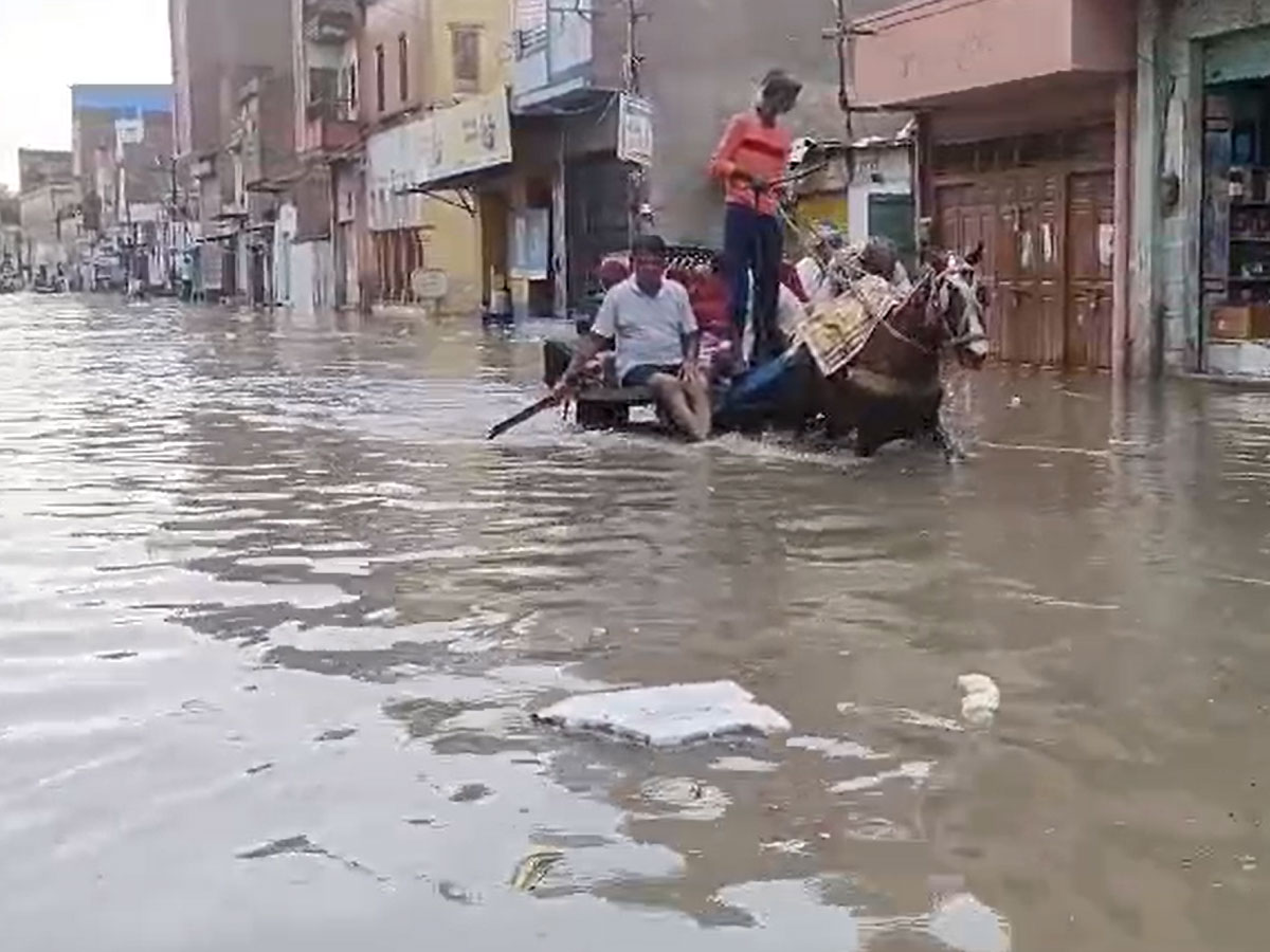 churu news waterlogging in Sardarshahar due to heavy rain see photos ...