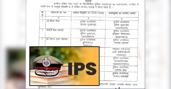 one IPS officer 7 deputy superintendent of police transfer in UP | IPS Transfer: फिर चला तबादला ...