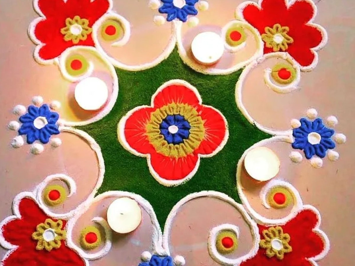 Easy and Beautiful Rangoli Designs for Diwali 2024 with Diya Flower and ...