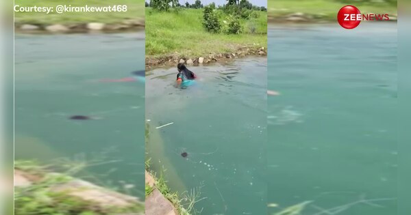 Saree clad woman seen swimming in water people said bhabhi ji toh ek dm ...