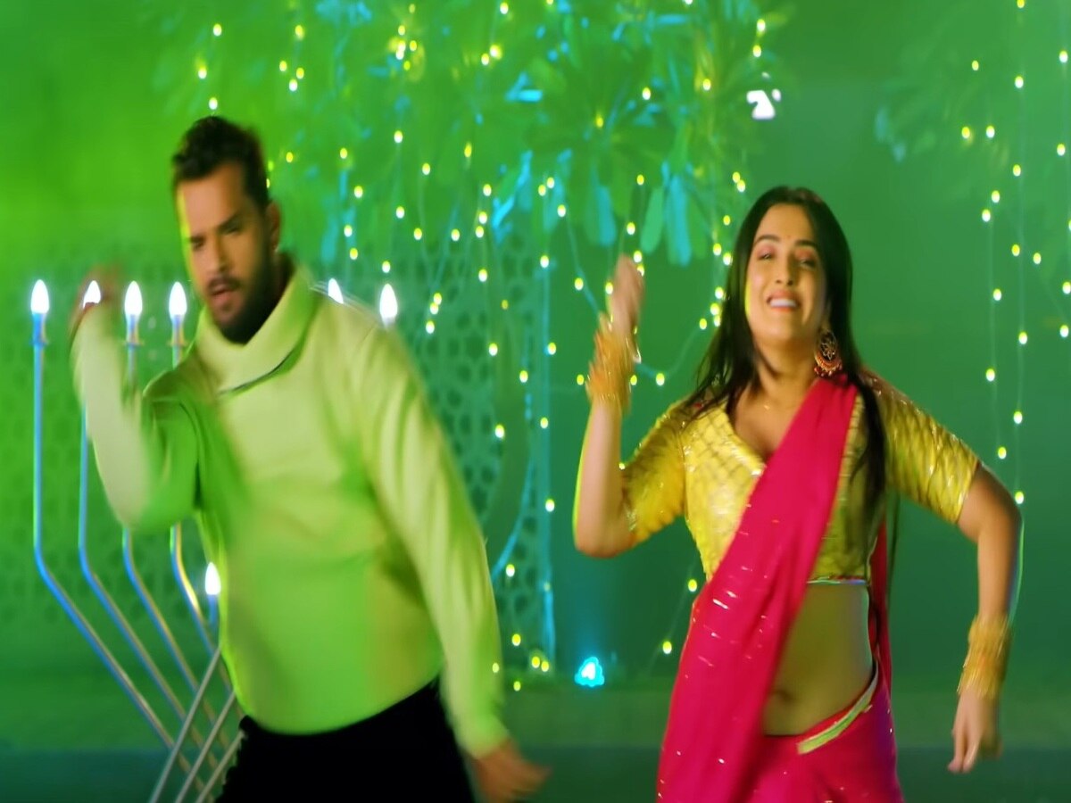 Khesari Lal Yadav and Amrapali Dubey Romantic Chemistry Bhojpuri Song Palang Sagwan Ke | खेसारी ...