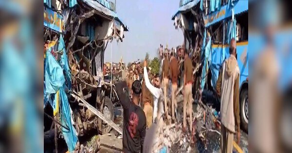 Kannauj Accident double decker sleeper bus collides with tanker in ...
