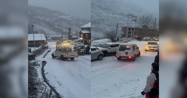 vehicles slipping on snow in lahaul spiti after snowfall himachal pradesh weather news | Lahaul ...