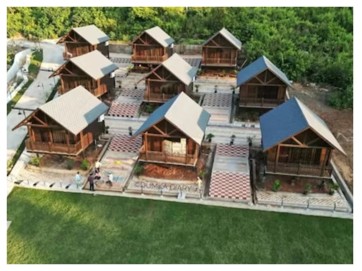 Dumka Massanjore Dam Eco cottage made of wood on top of mountain which attracts tourists in ...