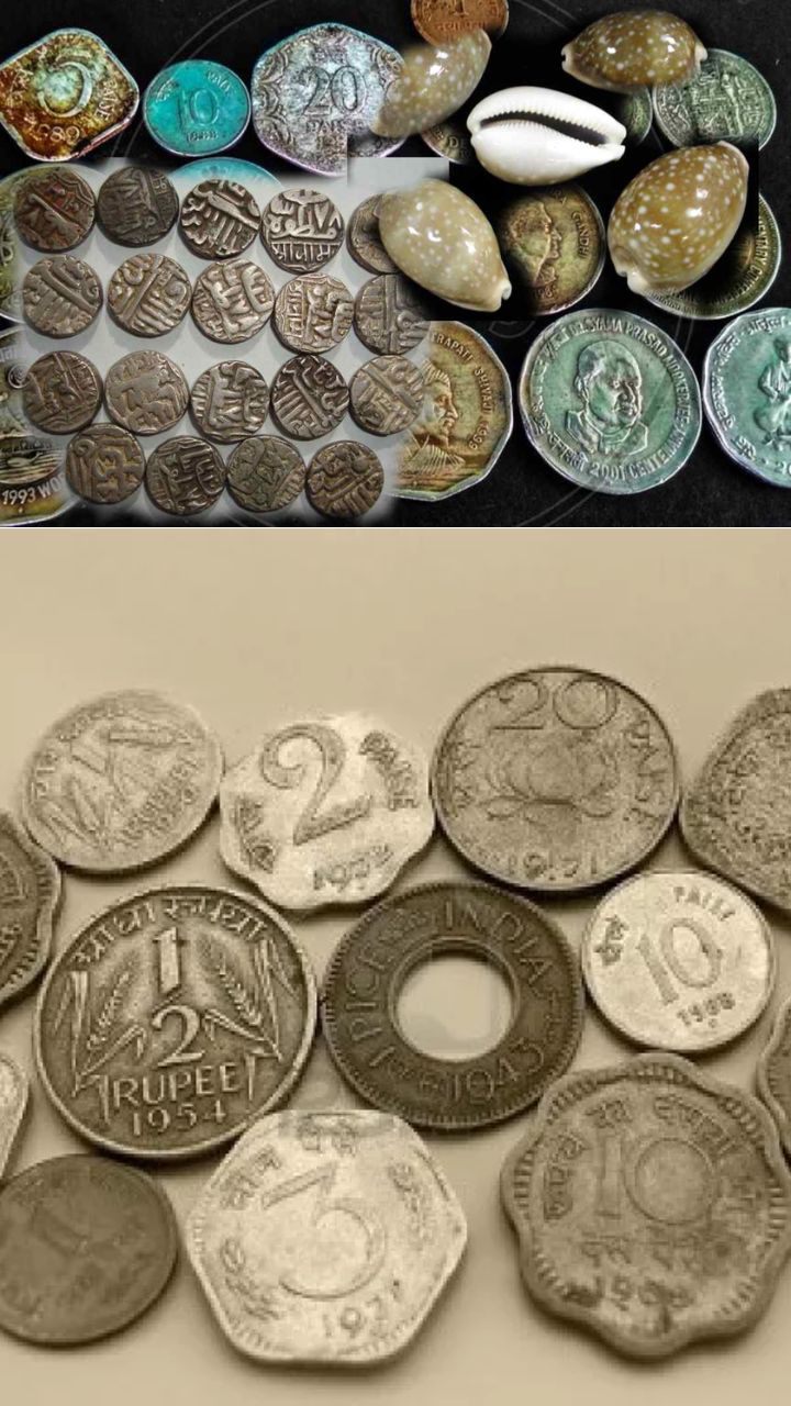Indian Old Coins history how rupee made from broken kaudi anna damdi ...