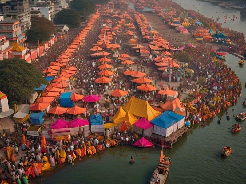 Prayagraj Mahakumbh Famous Snan Ghats in Sangam area including ...