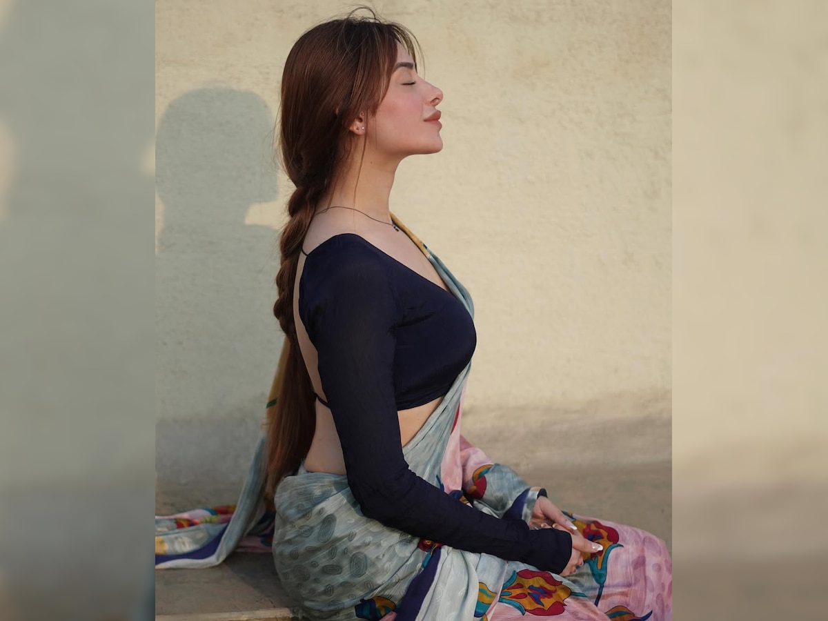 27 year old actress mahira sharma Glamorous Pics in saree with backless ...