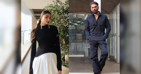Athiya Shetty flaunts baby bump in black and white dress suniel Shetty ...